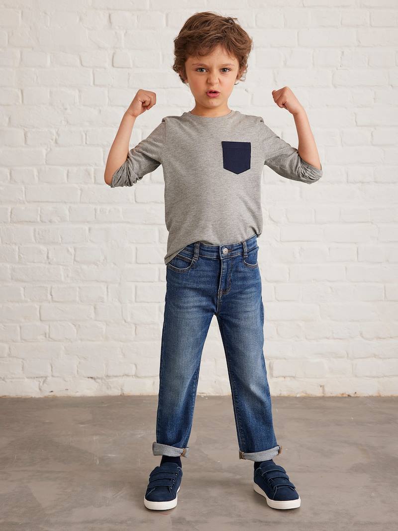 Loose-Fit Baggy Jeans, for Boys - denim blue, Boys
