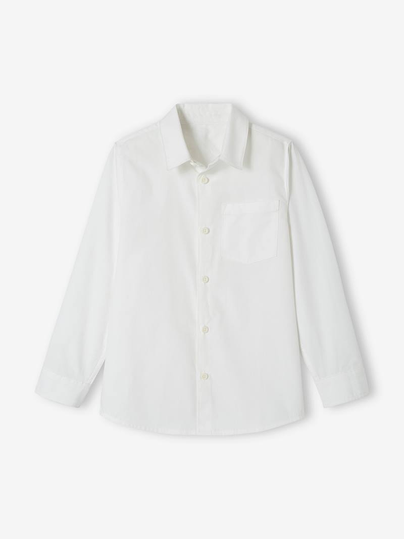 Chemise blanche en popeline manches longues garçon - blanc, Garçon