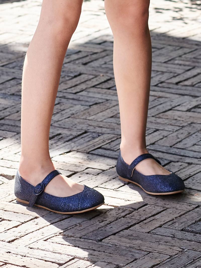 Glittery Ballerina Pumps for Girls - blue, Shoes