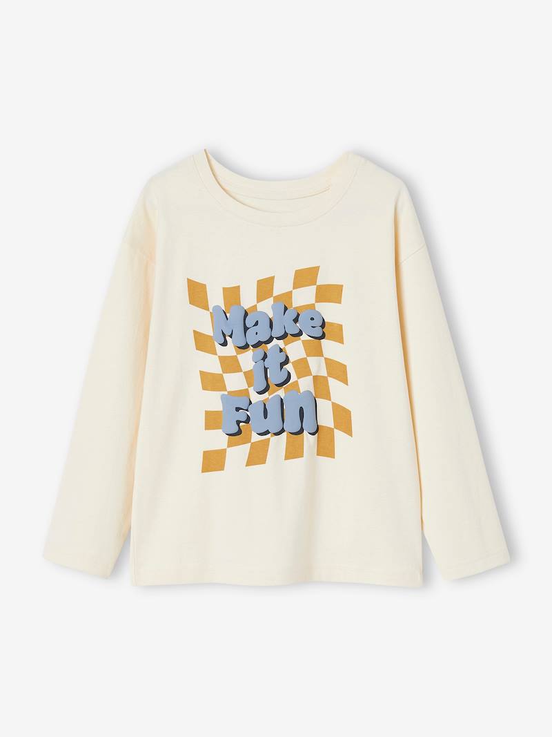 Jumper with Message & Print in Puff Ink, for Boys - ecru, Boys
