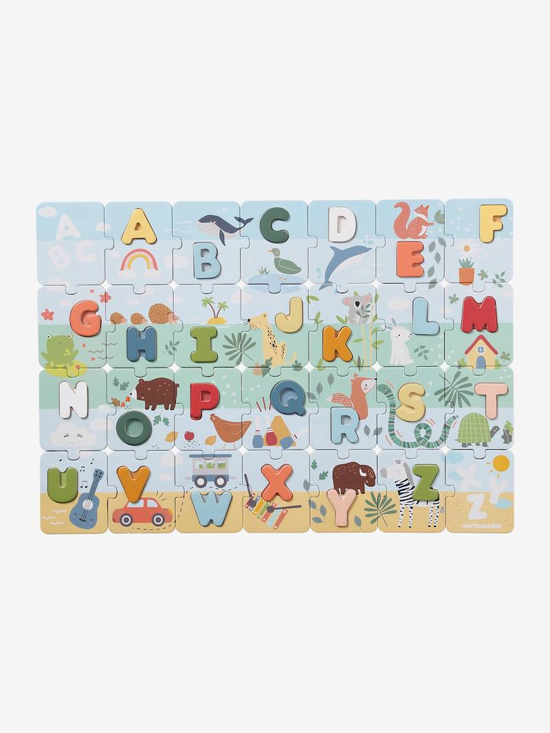 2-in-1 Alphabet Puzzle in Cardboard & FSC® Wood - white, Toys
