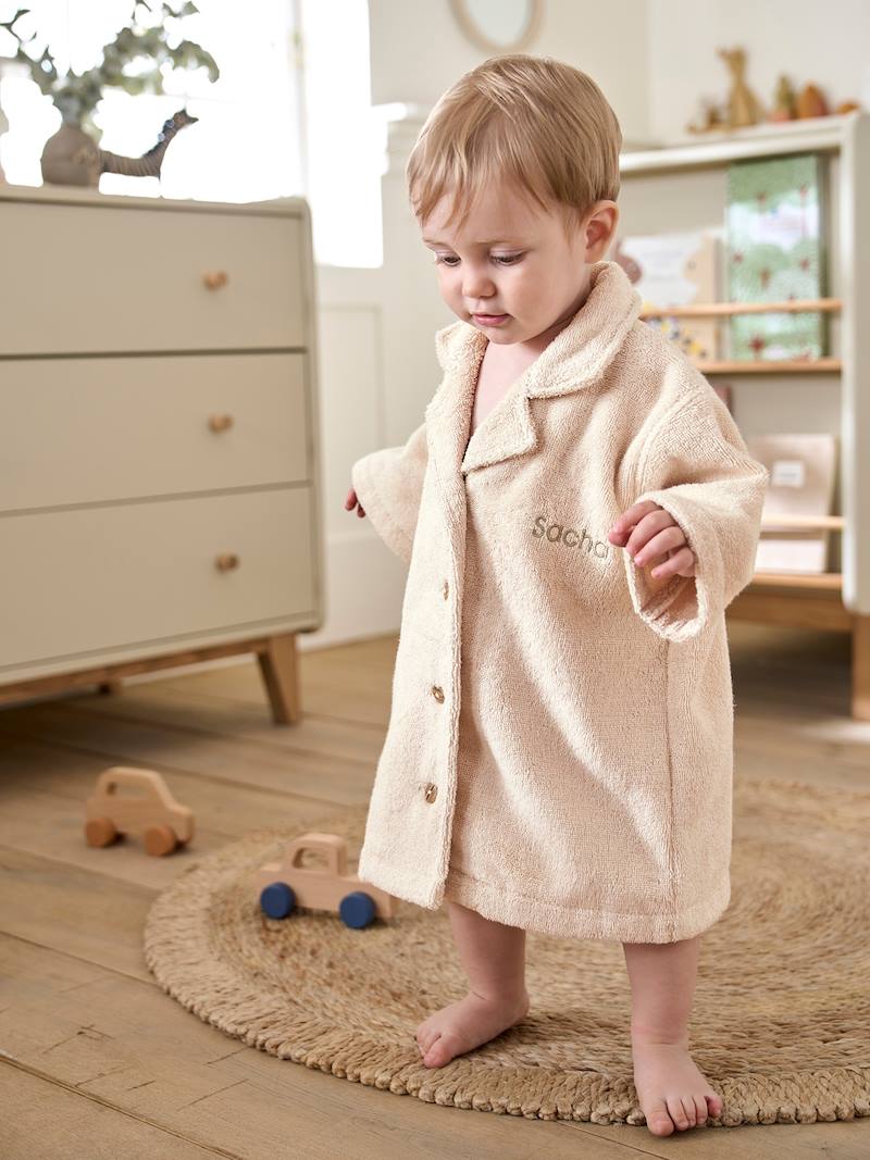 Peignoir Oversize bébé uni avec coton recyclé, personnalisable - beige ...