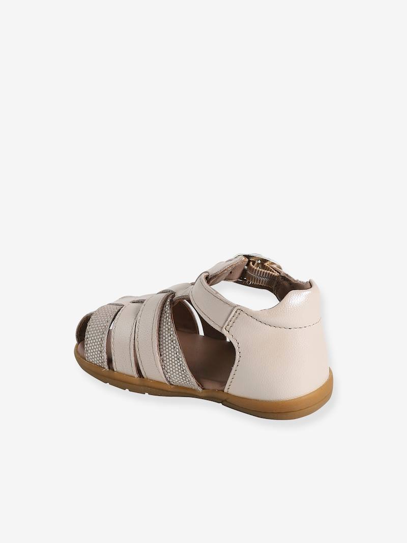 Leather Sandals for Baby Girls, Designed for First Steps - iridescent ...