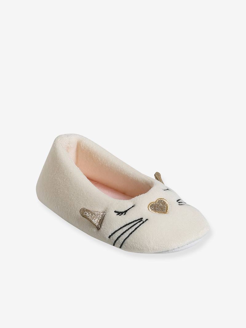 Ballet Pump Slippers with Velour Interior for Children - ecru, Shoes