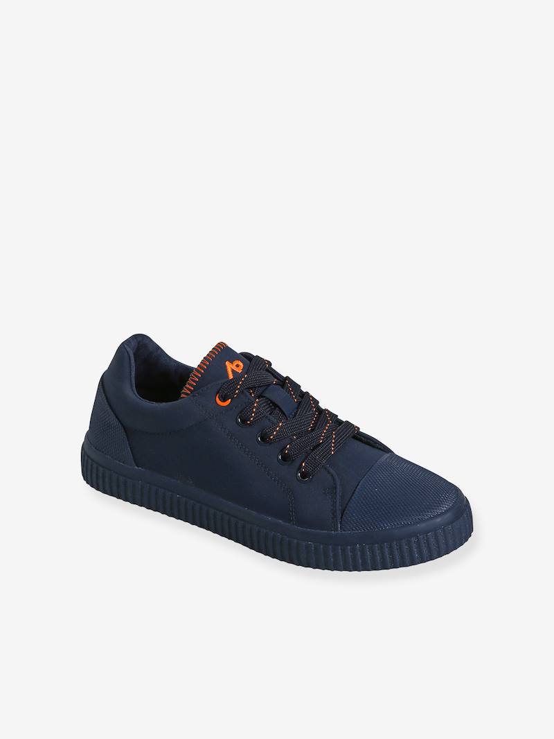 Fabric Trainers with Laces & Zip, for Children - navy blue, Shoes