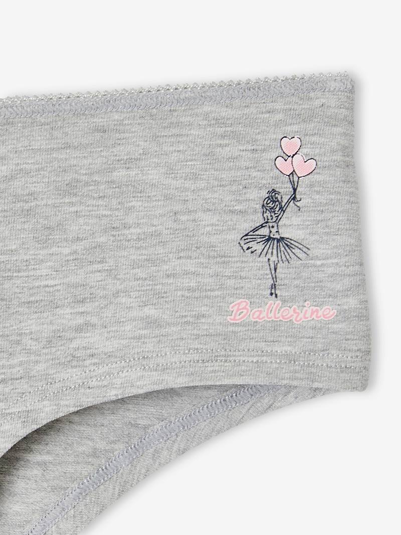 Pack of 4 Ballerina Shorties in Organic Cotton, for Girls - ecru, Girls
