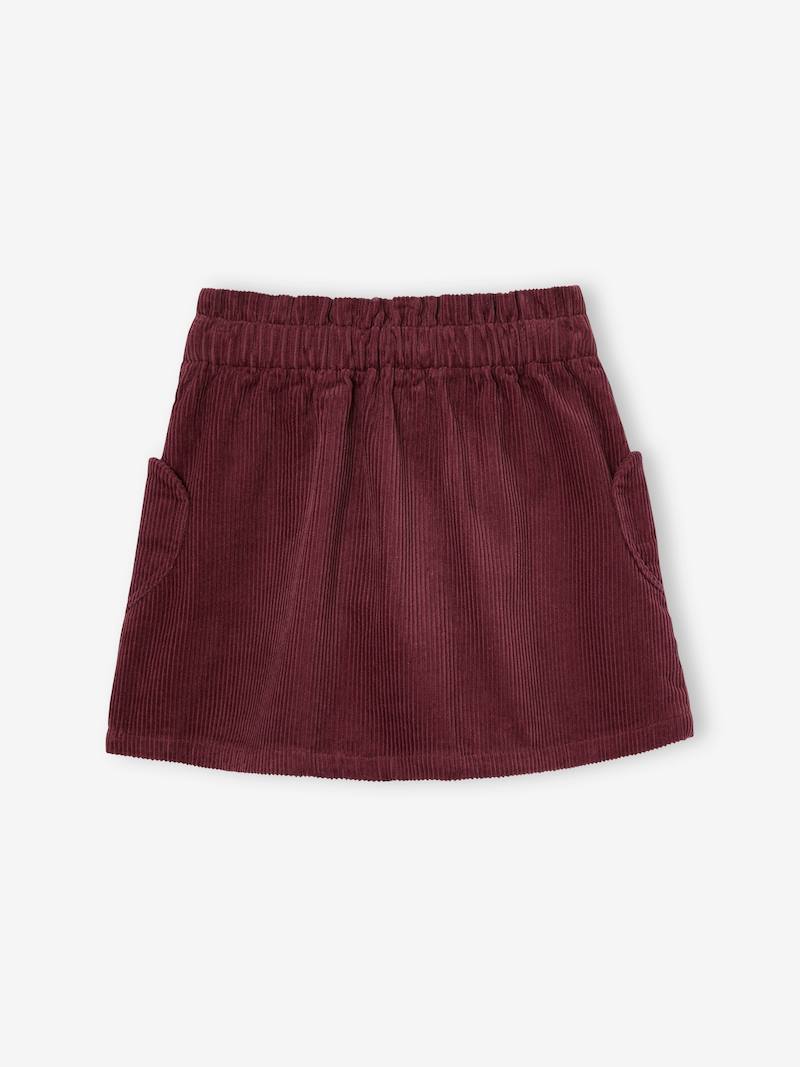 Corduroy Skirt with Heart Pockets for Girls - mauve, Girls