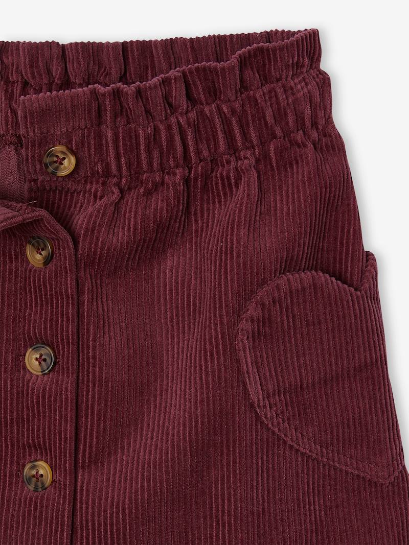 Corduroy Skirt with Heart Pockets for Girls - mauve, Girls
