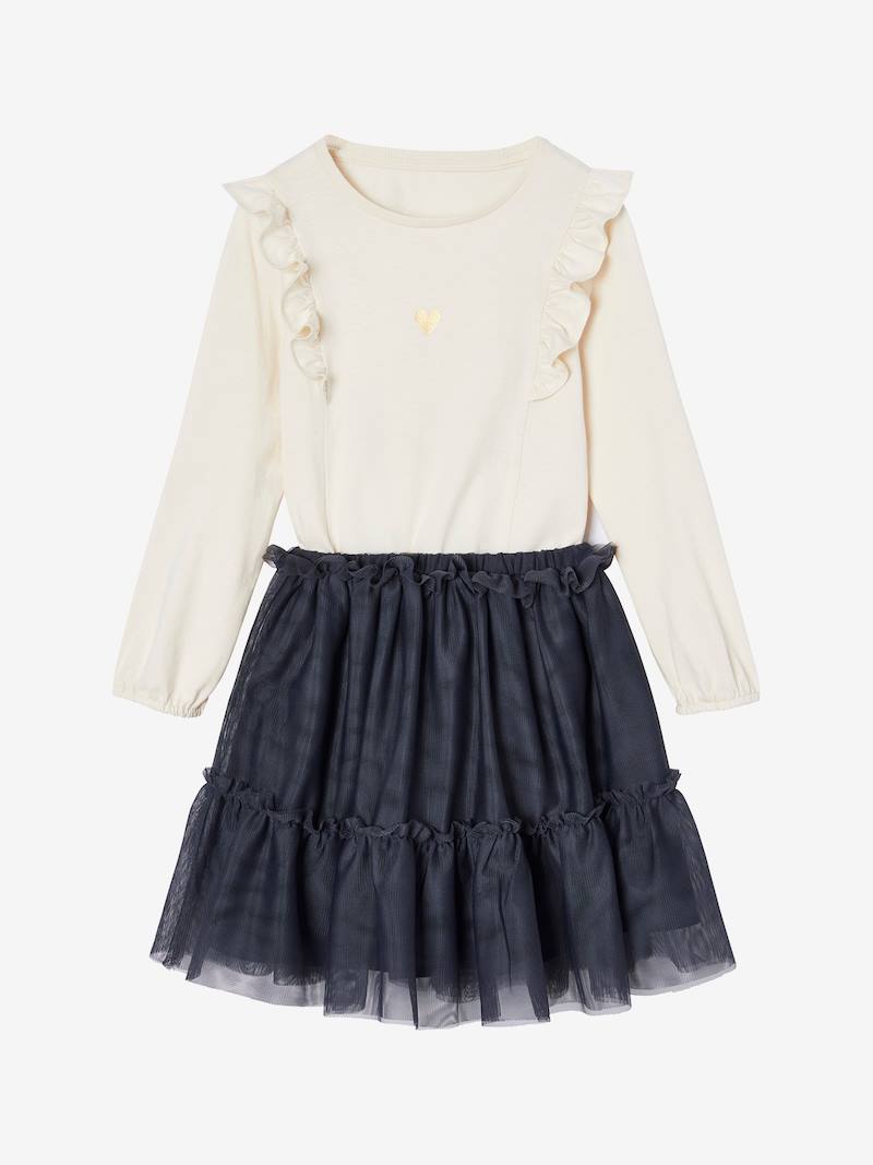 Ruffled Top & Tulle Skirt Ensemble for Girls - anthracite, Girls