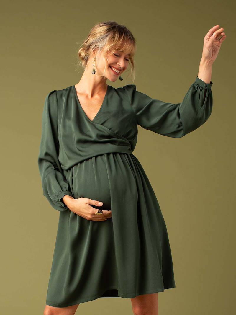 Robe cache coeur de grossesse - marine, Vêtements de grossesse