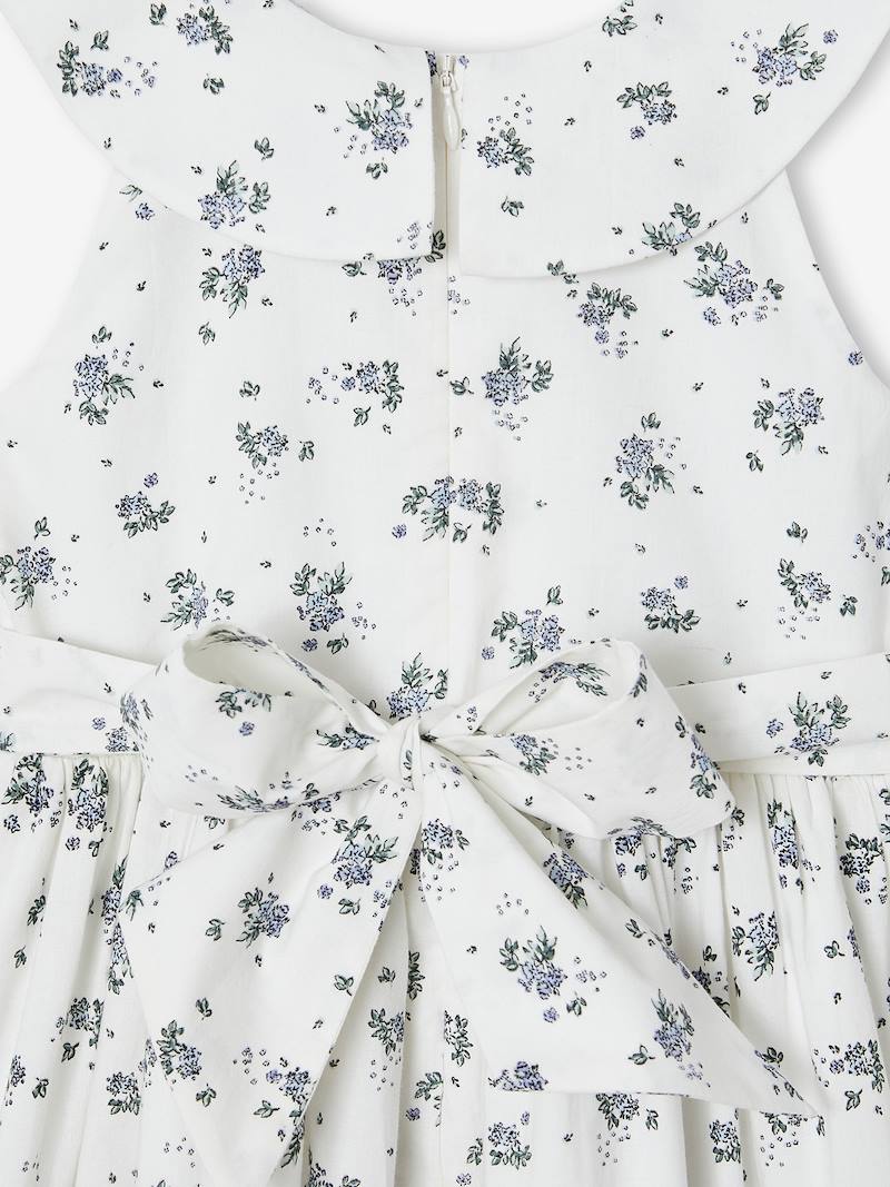 Floral Print Occasion Wear Dress for Girls - white, Girls