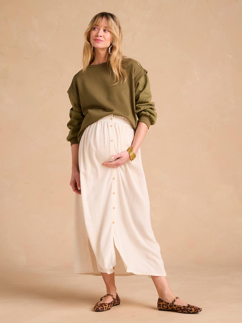 Sweatshirt with Dual Fabric Openwork Sleeves for Maternity, by ENVIE DE ...
