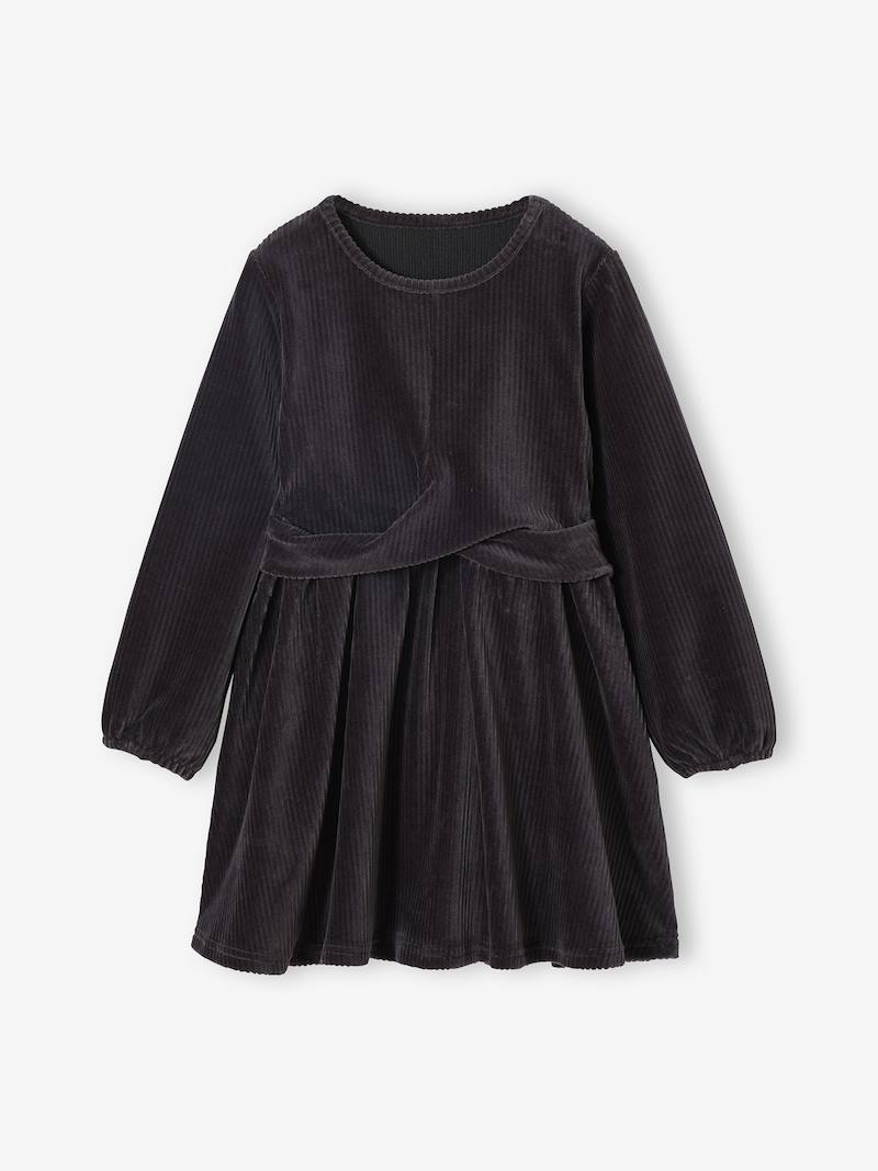 Fancy Corduroy Dress for Girls - anthracite, Girls