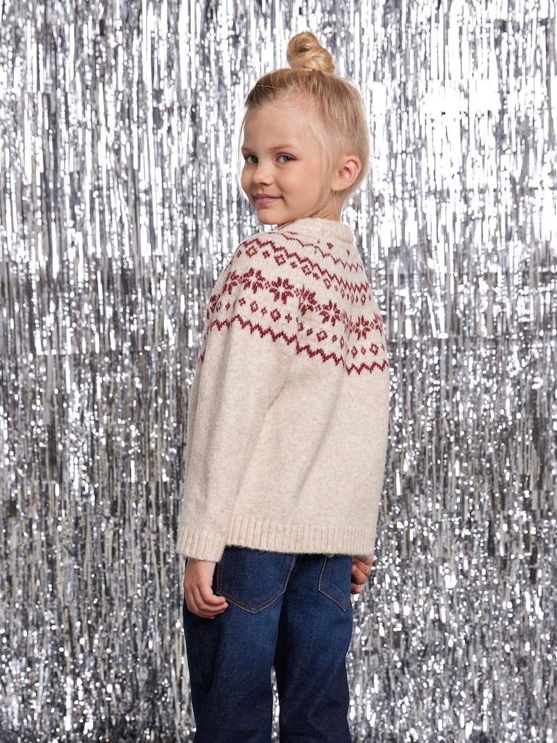 Pull jacquard enfant mixte noël capsule famille - écru, Fille